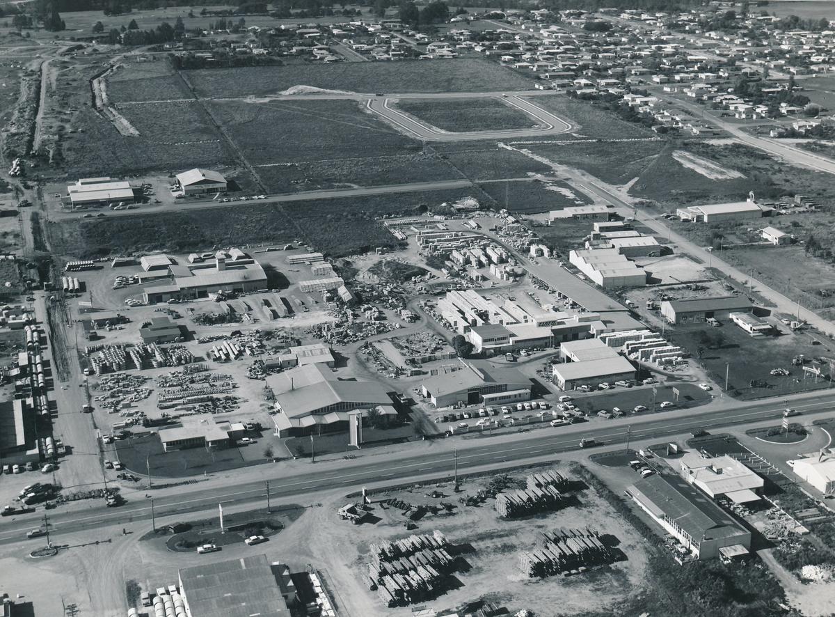 Firth Concrete Industries Ltd: 1966 Te Rapa factory (aerial) - Fletcher ...